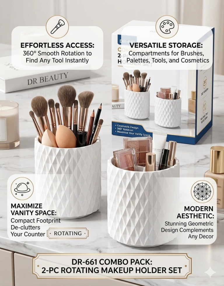 Elegant Rotating Makeup Organizer & Brush Holder ( 2 Combo) - Shopzill